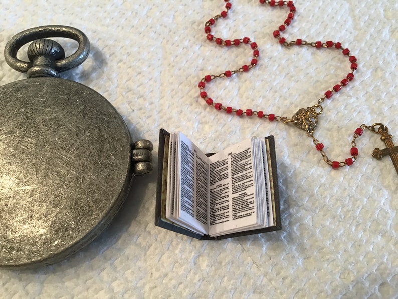 VERY TINY Mini Rosary and Miniature BIBLE in Locket Case ~ Darling Set ...