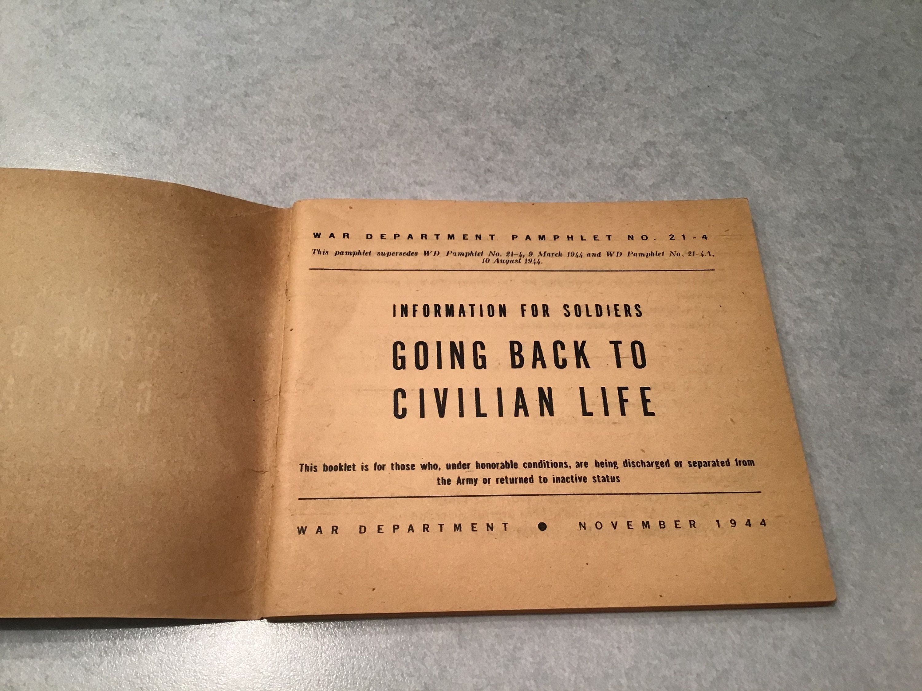 WWII Going Back to Civilian Life ~ Information Book for World War 2 ...