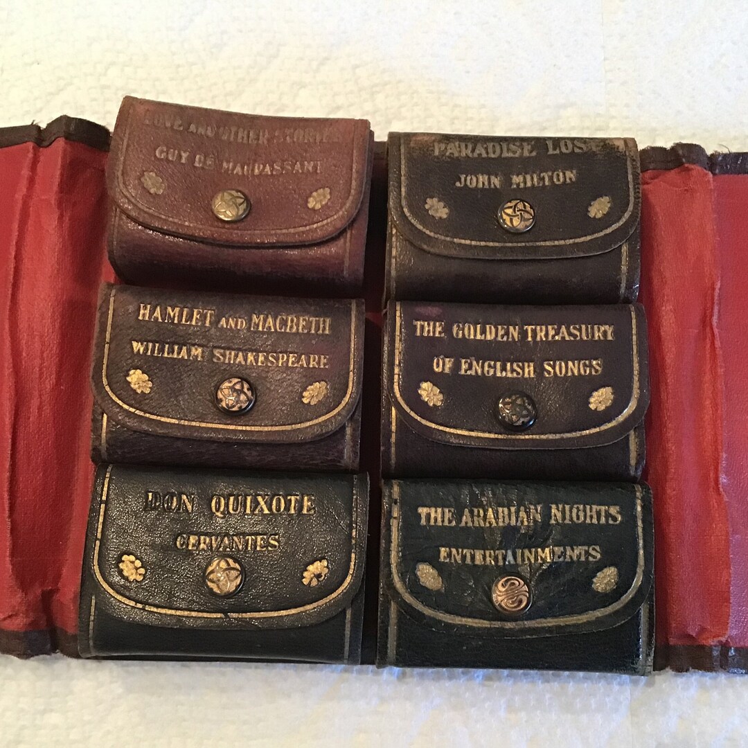 The MARVELOUS MINIATURE LIBRARY 6 Miniature Leather Books in Case Rare ...