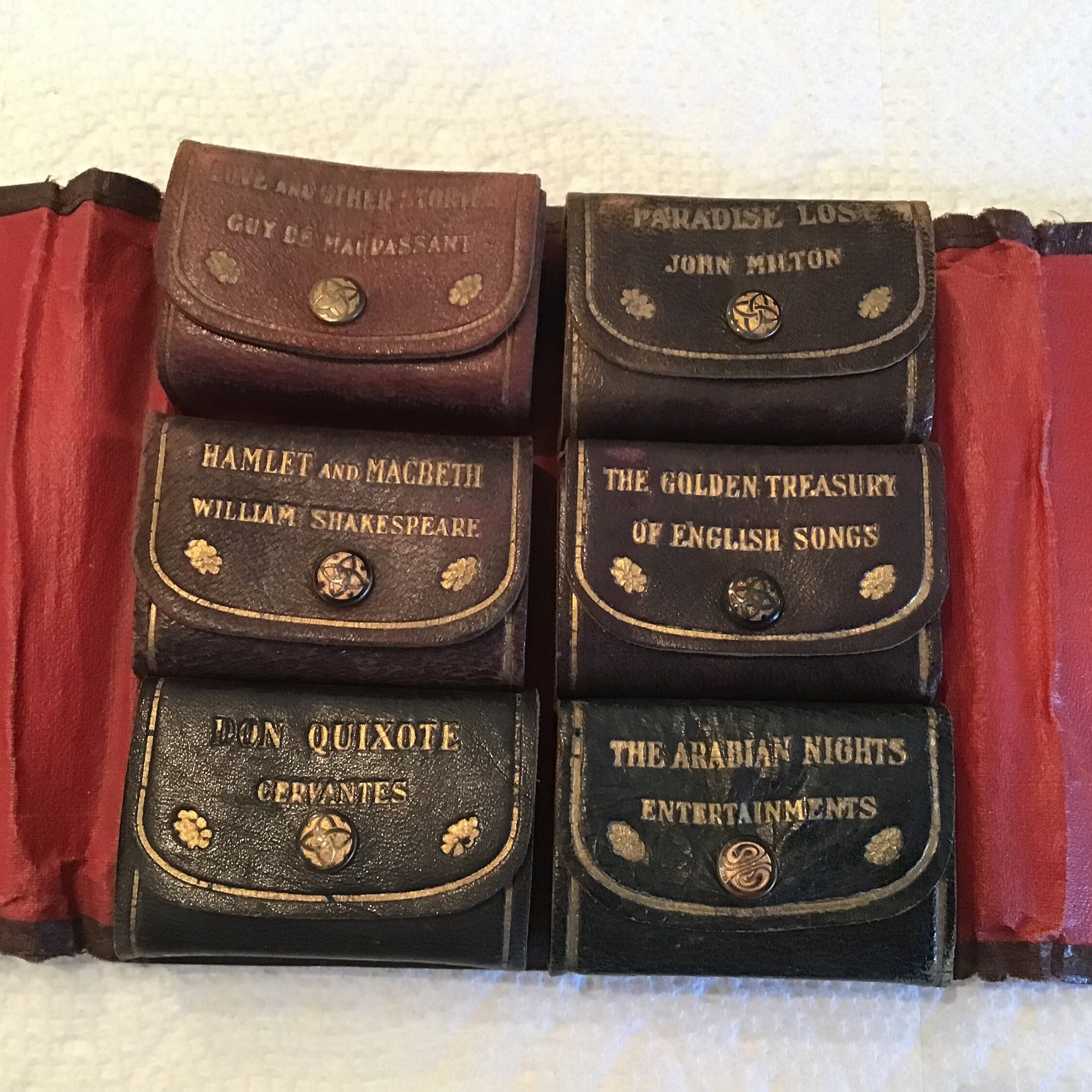 The MARVELOUS MINIATURE LIBRARY ~ 6 Miniature Leather Books in Case ...