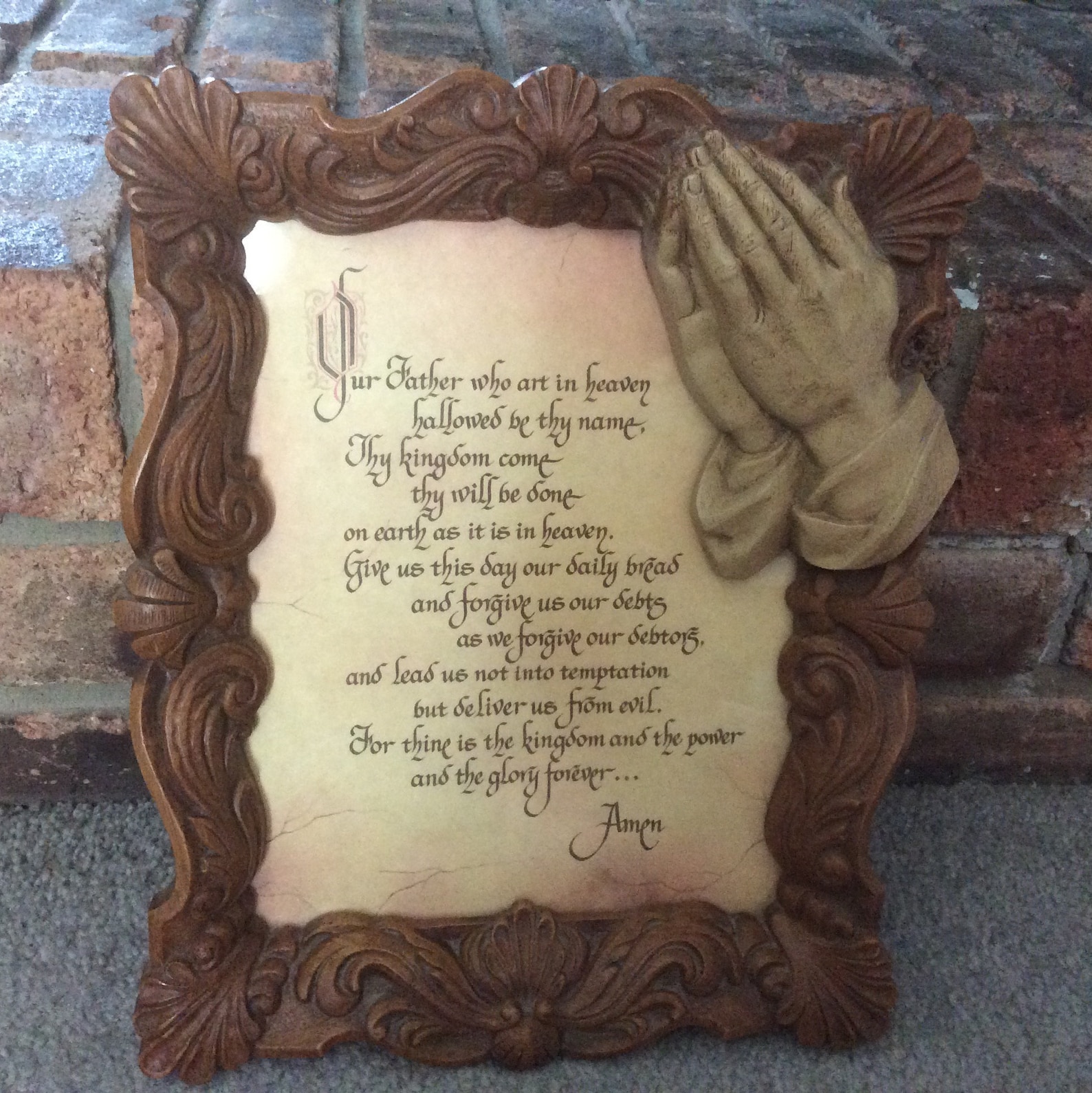 Vintage OUR FATHER Prayer Framed Picture Praying Hands Frame - Etsy