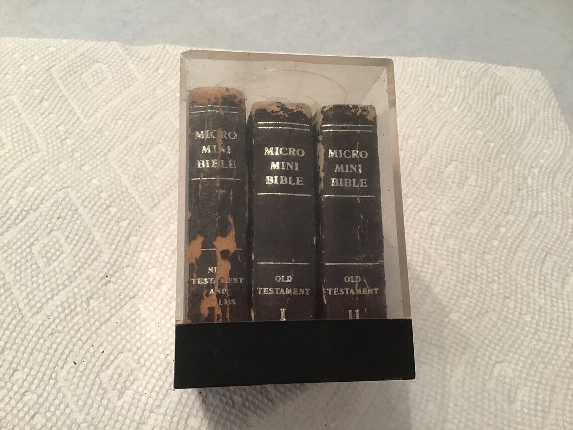 Vintage Micro Mini BIBLE Set 3 King James I and II and Psalms in ...