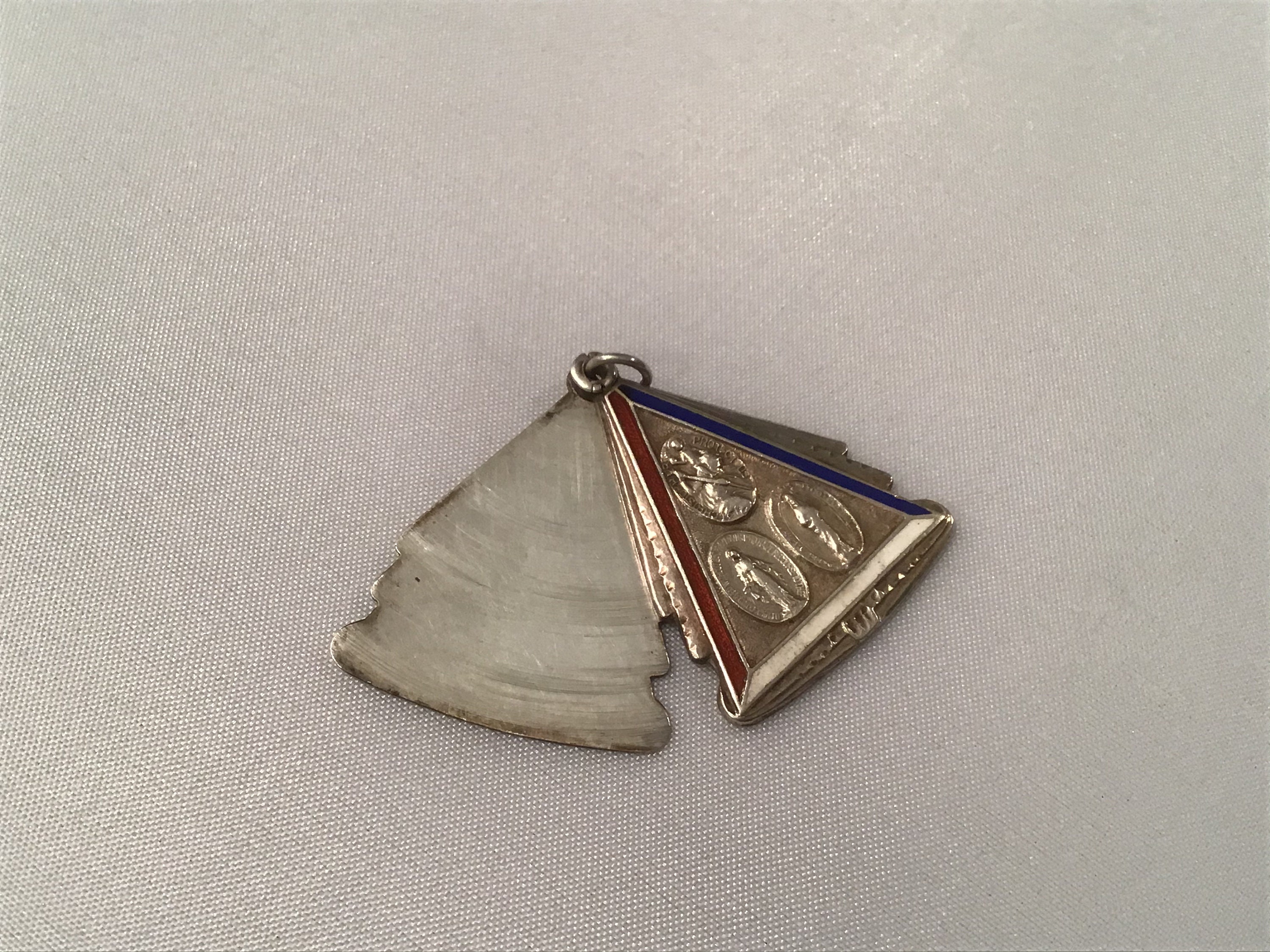 WWII Military Slide Scapular St. Anthony Medal Pendant Enamel Sterling ...