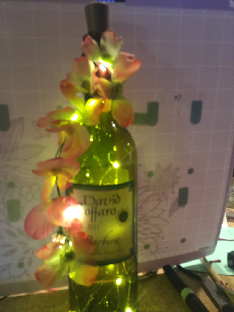 Decorated Lighted Wine Bottle - Etsy