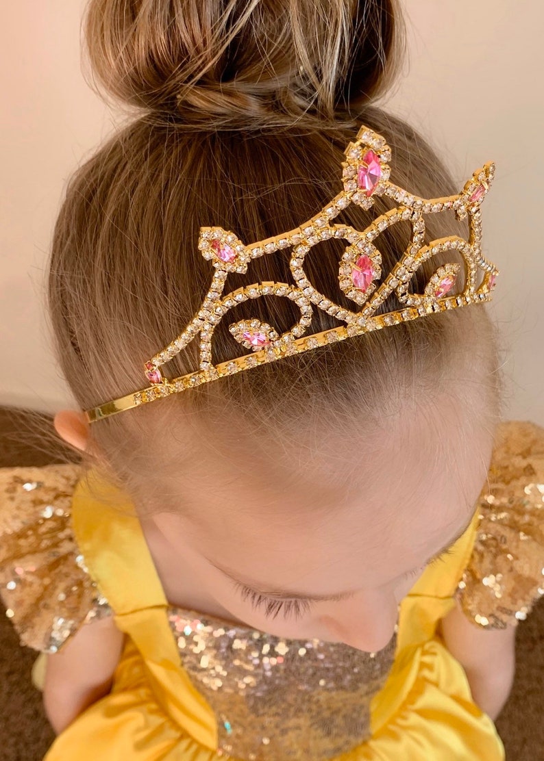 Girls princess Belle Tiara Beauty and the beast Crown Inspired | Etsy