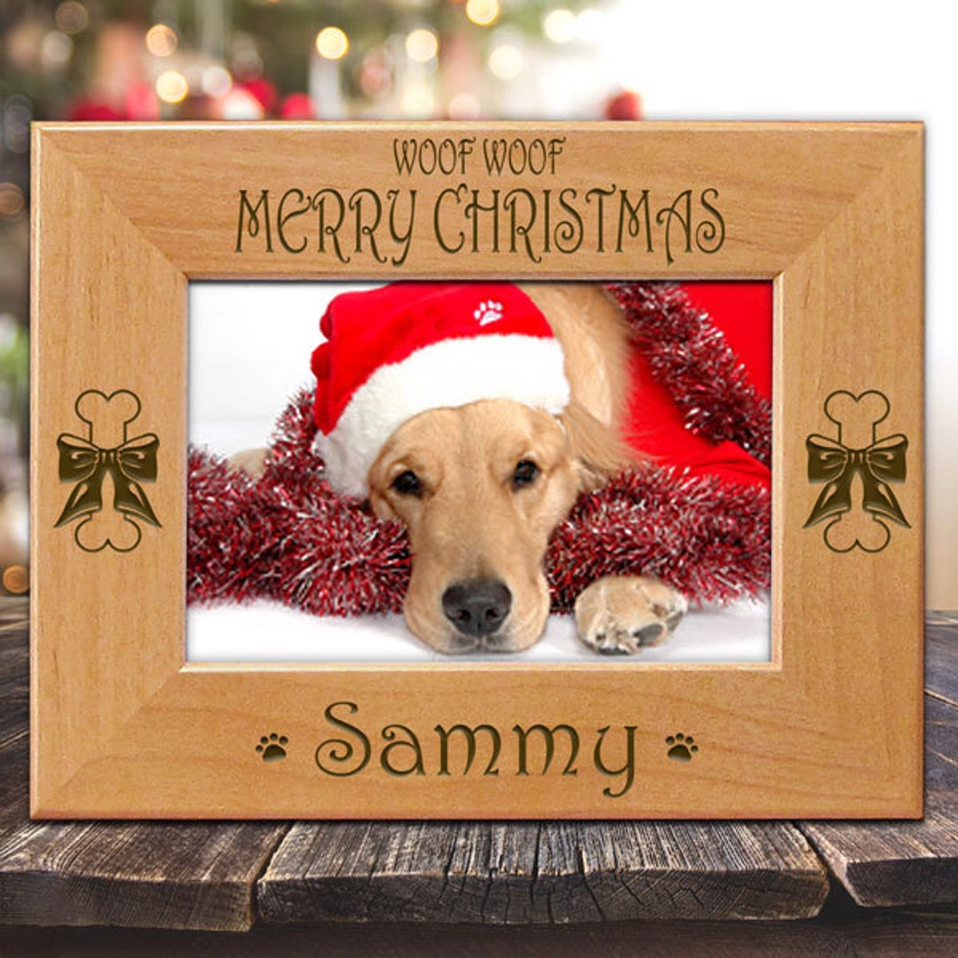 Dog Picture Frame, Christmas Frame, Holiday, Pet Photo Frame, Dog Lover ...