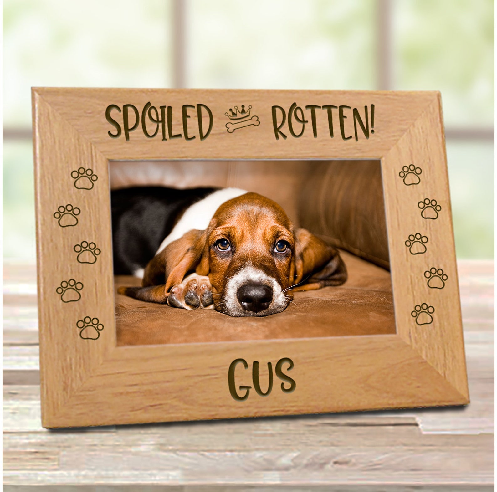 Spoiled Rotten Personalized Dog Picture Frame Engraved Wood - Etsy