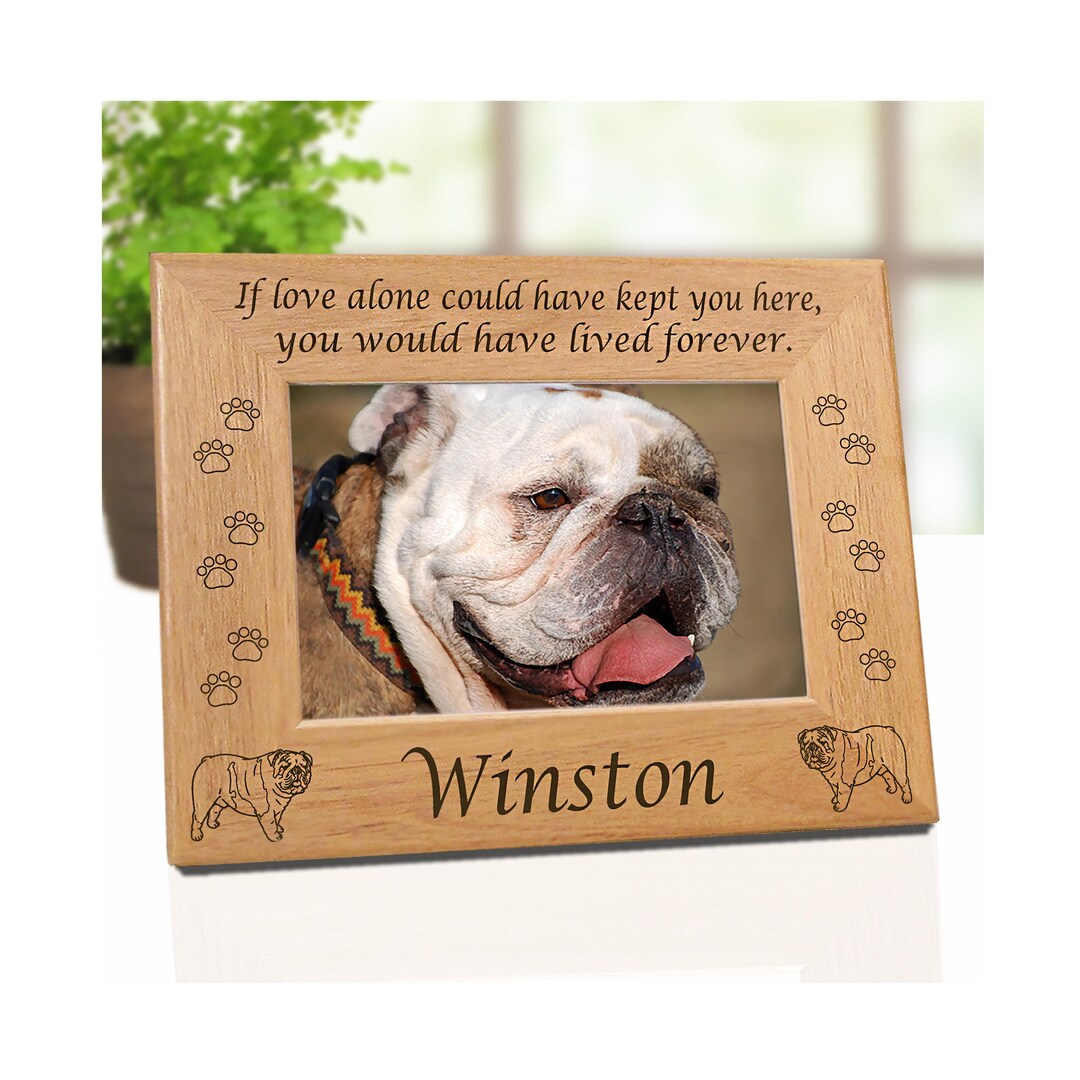 English Bulldog Dog Memorial Picture Frame, Custom Name, If Tears Poem ...