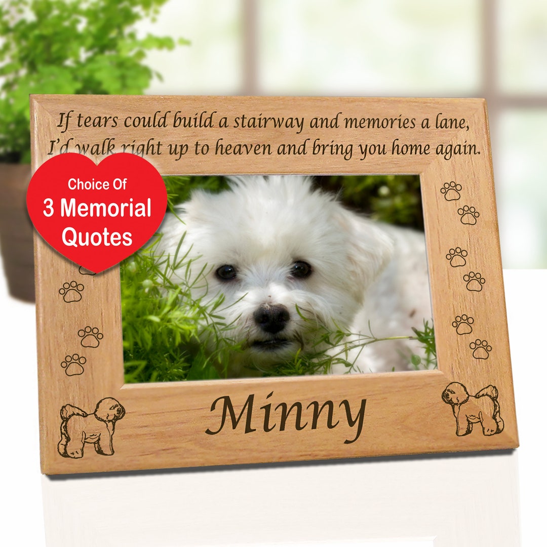 5x7 Bichon Frise Photo Frame With 3 Remembrance Quotes, Dog Breed Gift ...