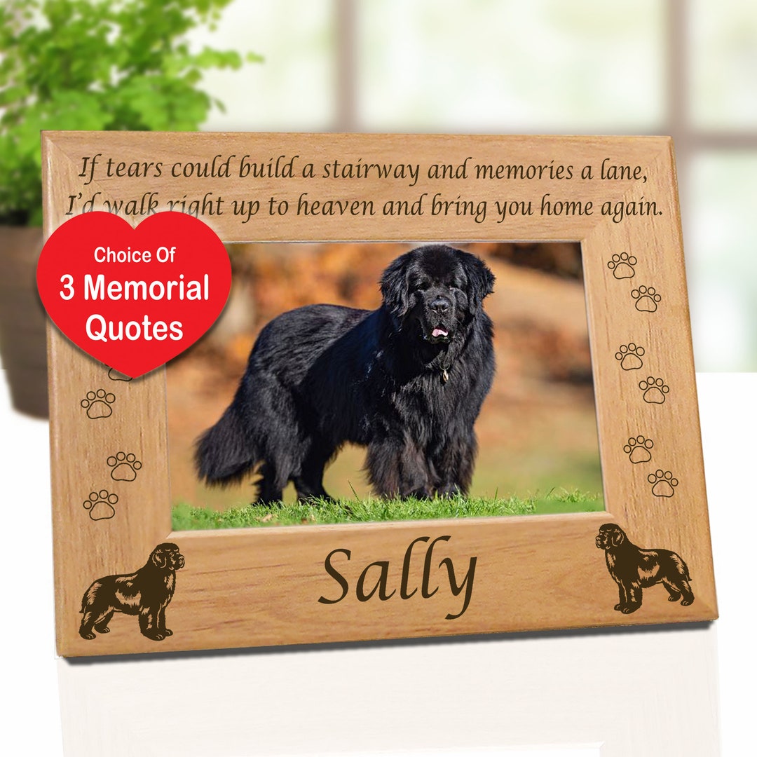 Newfoundland Dog Frame. Custom Dog Breed Art Gift 3 Remembrance Quotes ...