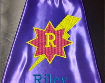 Super Hero Kid's Cape Monogram Lightning Bolt Superhero | Etsy