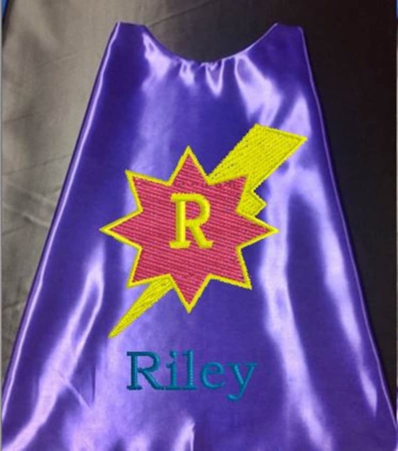 Super Hero Kid's Cape Monogram Lightning Bolt Superhero - Etsy