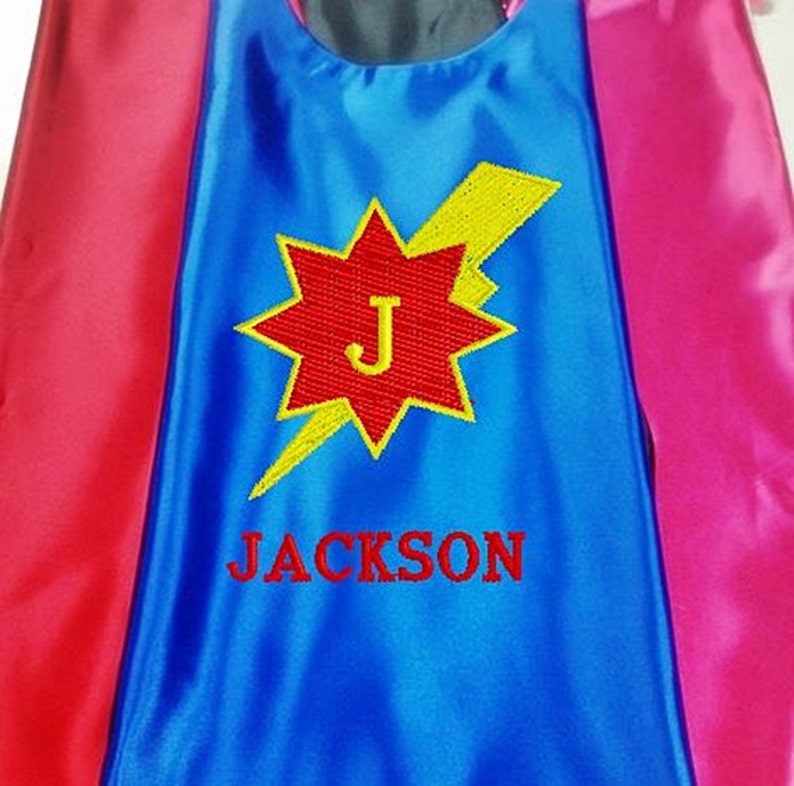 Super Hero Kid's Cape Monogram Lightning Bolt Superhero - Etsy
