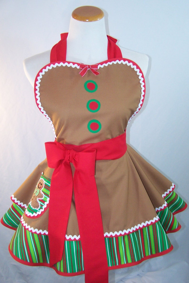 Christmas Apron Gingerbread Men Gingerbread Girl Etsy