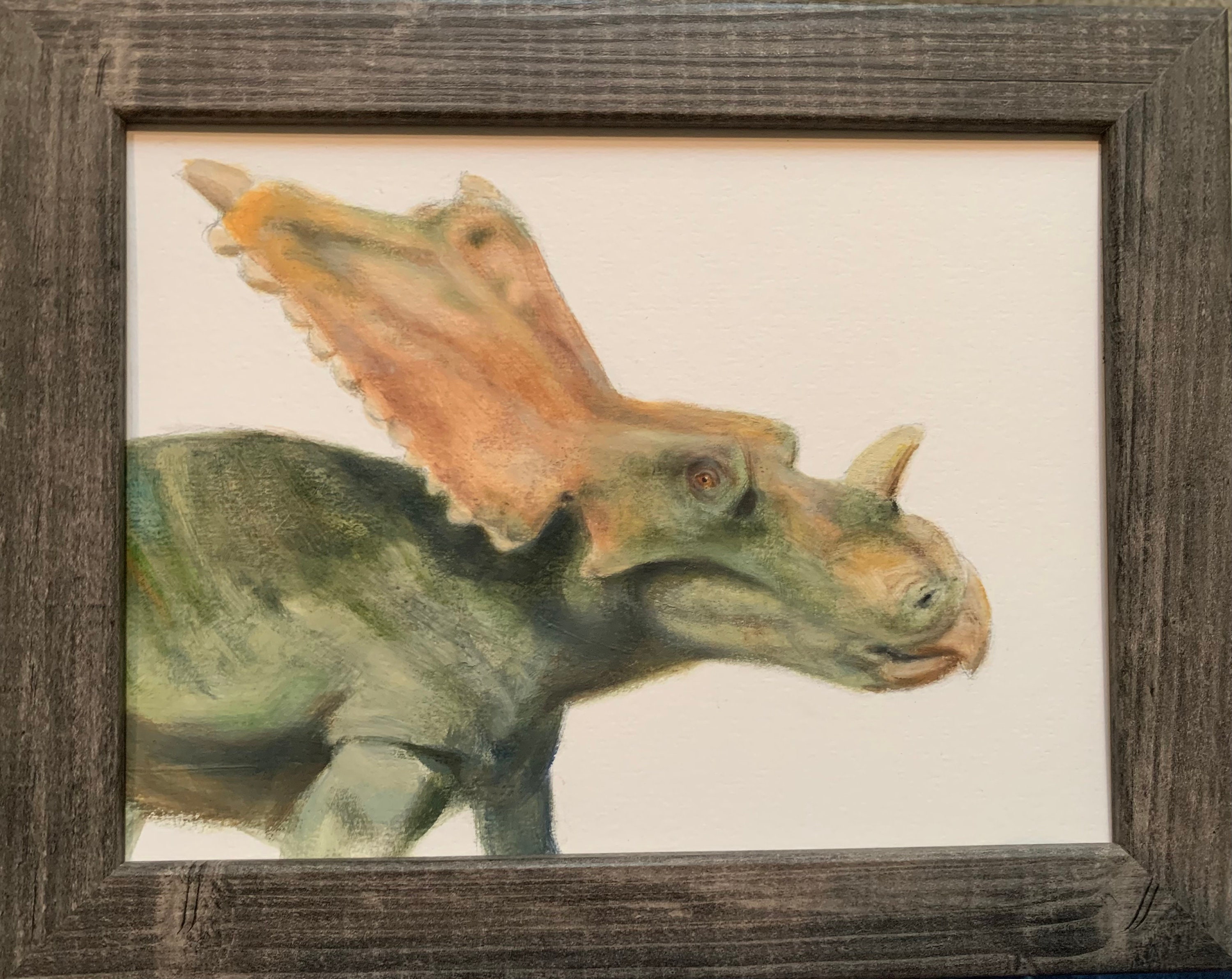 Chasmosaurus, Framed Original Oil Painting on 6"x8" Illustration Board ...
