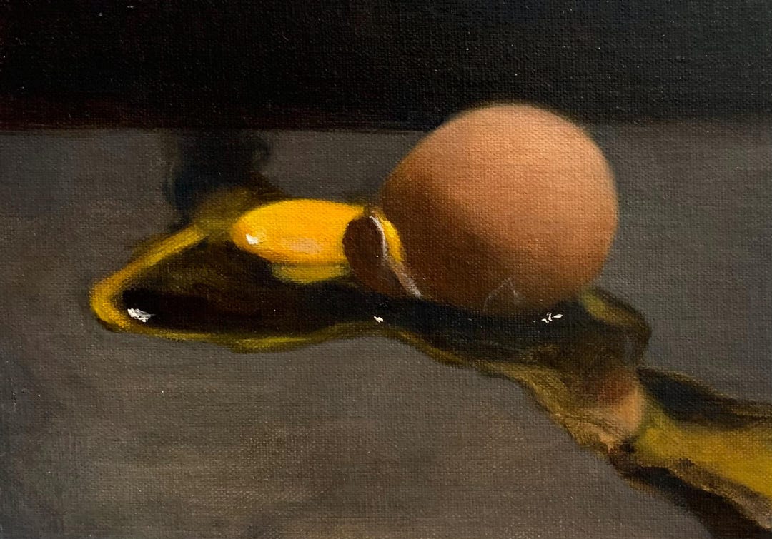 Broken, Framed Original Oil Painting on 5"x7" Linen Panel, Frame is 10. ...