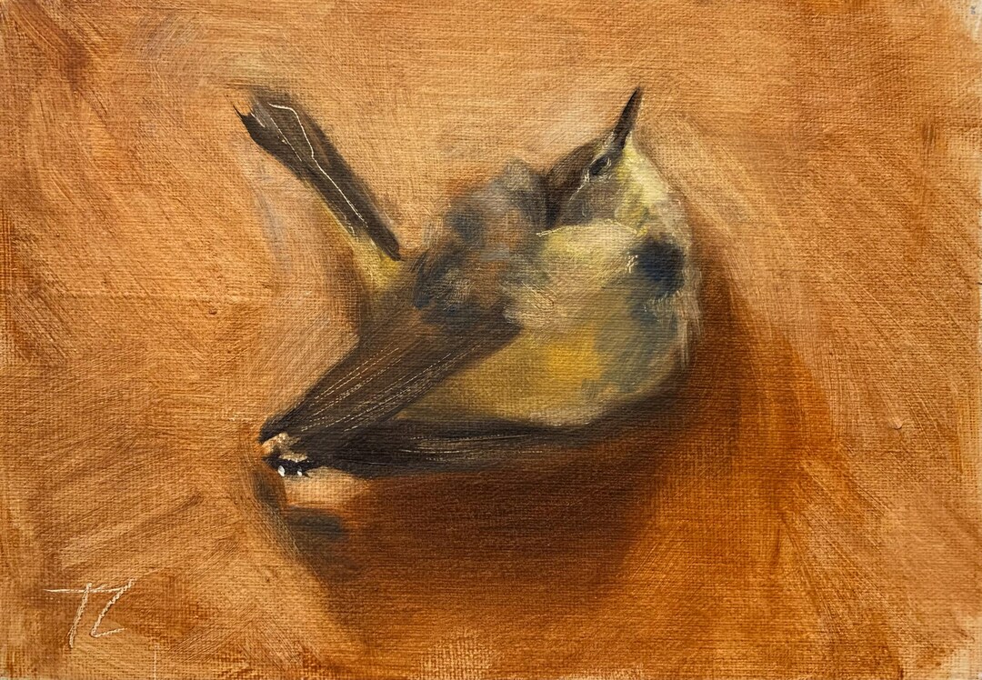 Wren, Original Framed Oil Painting on 5"x7" Linen Panel, Still Life ...