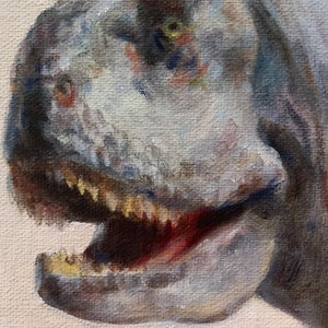 Carnotaurus, Original 5"x7" Oil Painting on Linen Panel, Dinosaur Art ...