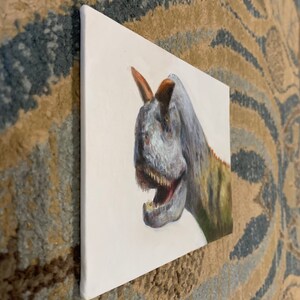 Carnotaurus, Original 5"x7" Oil Painting on Linen Panel, Dinosaur Art ...