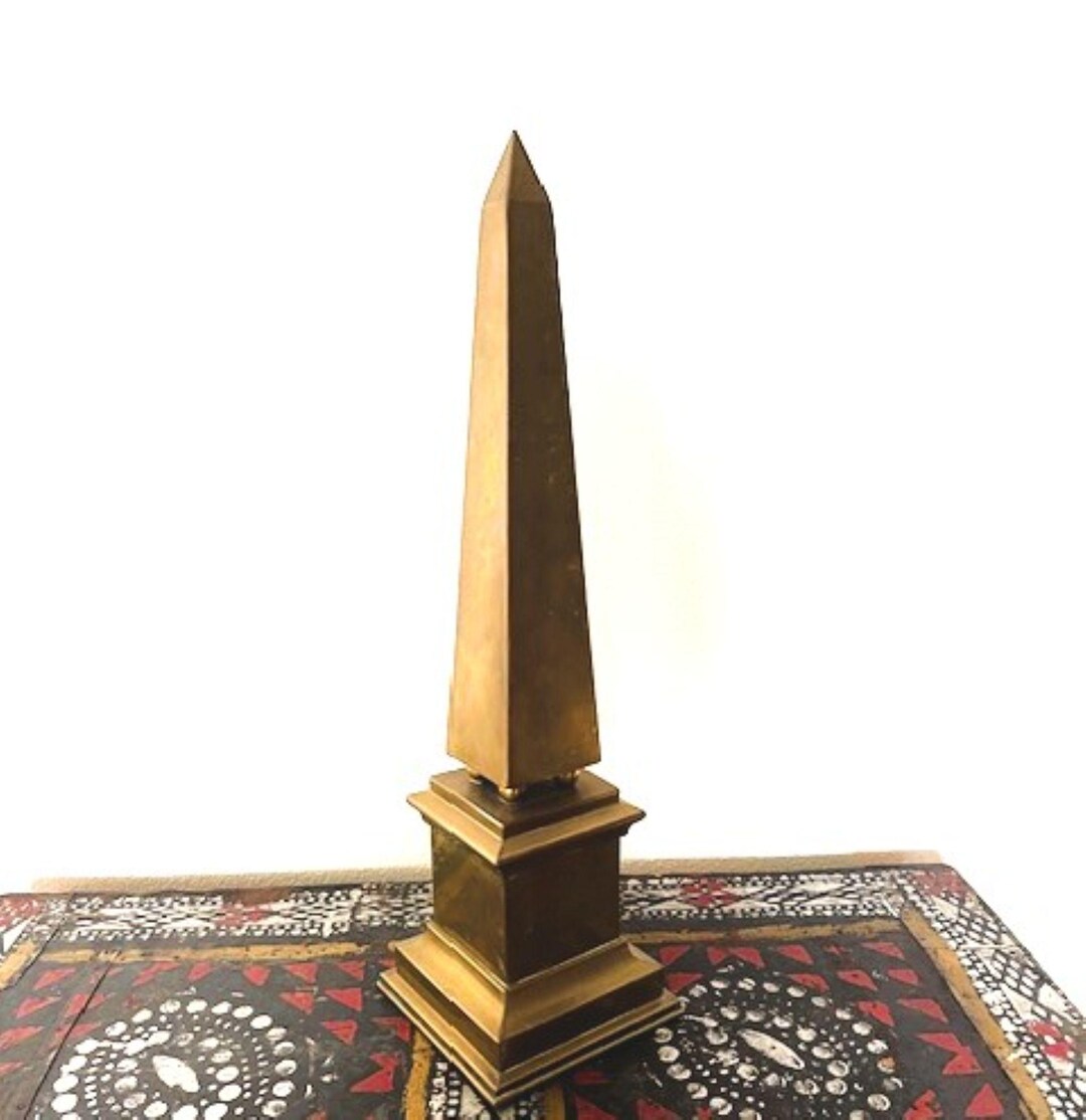 Large 21.5" Obilisk Brass Midcentury Hong Kong - Etsy