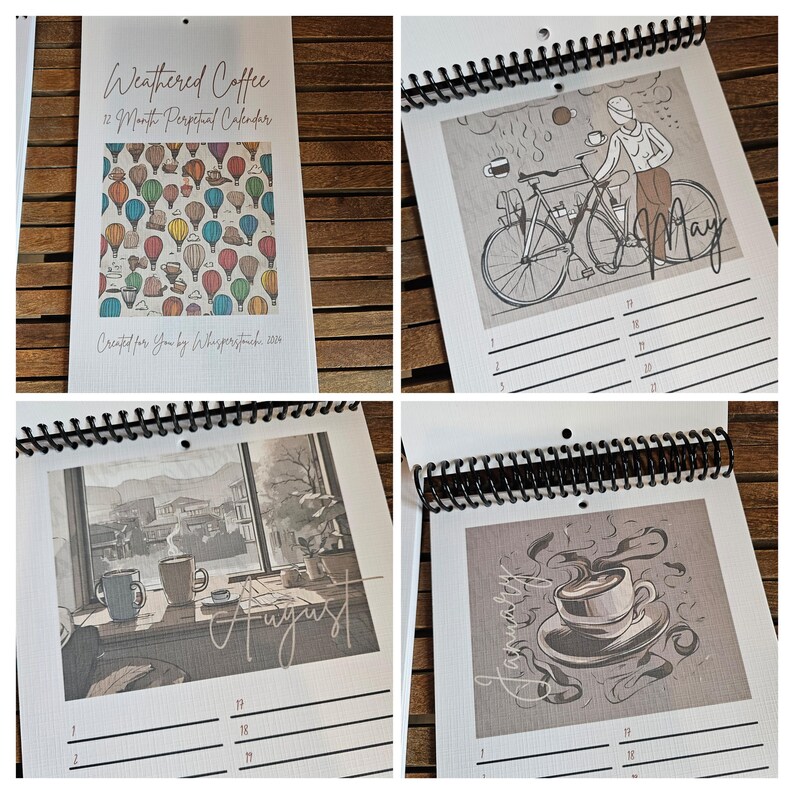 12 Month Perpetual Birthday Calendar, Weathered Coffee, Original Design ...