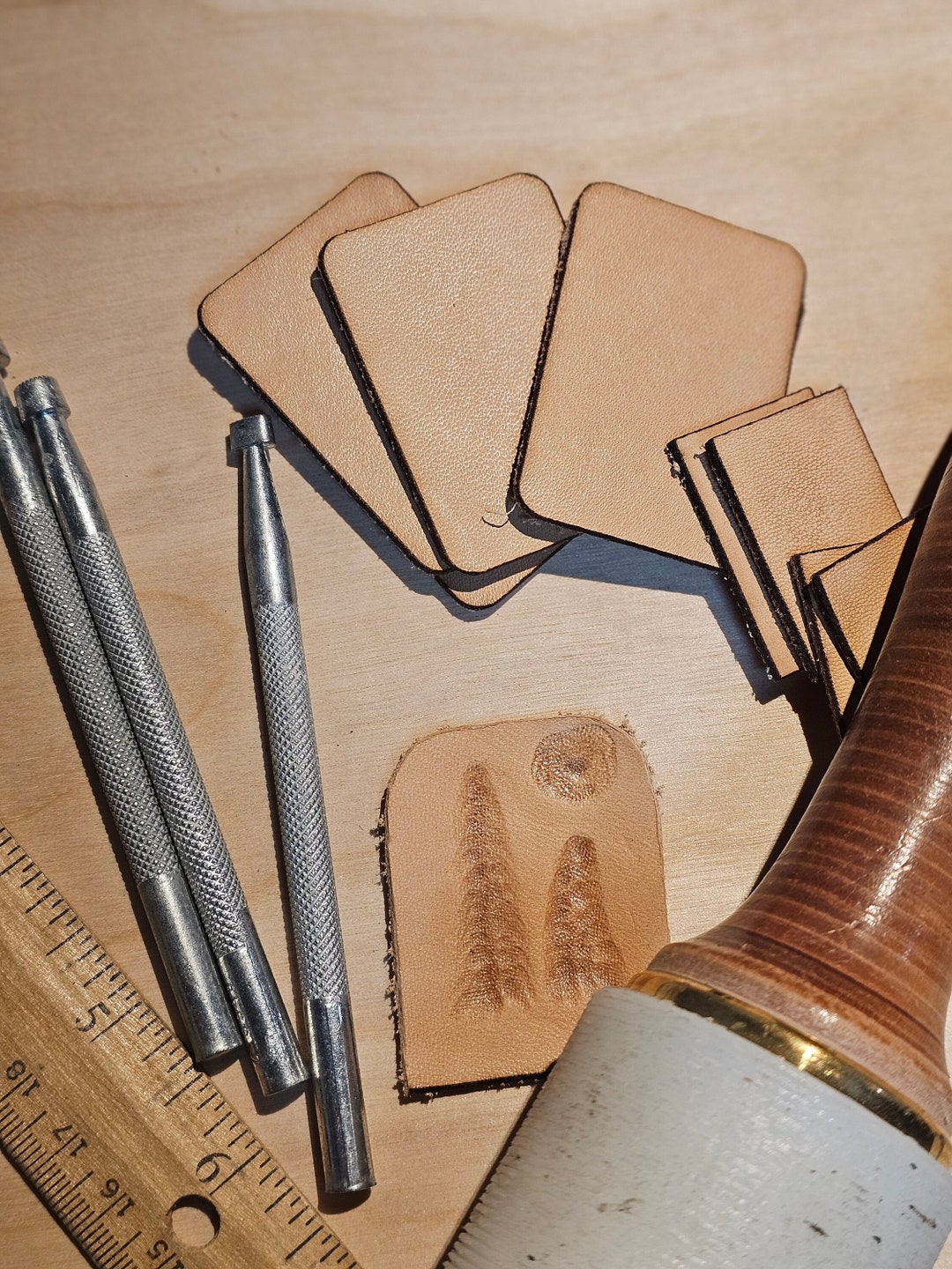 Veg Tan Leather Blanks for Tooling, Patches, Keychains, 8 Pieces, 1x1.5 ...