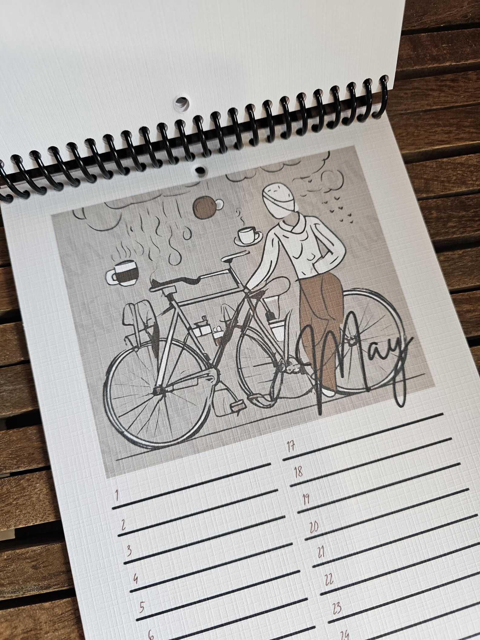 12 Month Perpetual Birthday Calendar, Weathered Coffee, Original Design ...