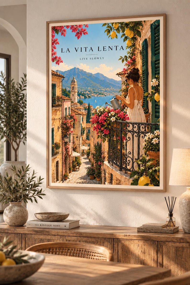 La Vita Lenta Wall Art, Lake Como Italy Print, Italian Summer Poster ...