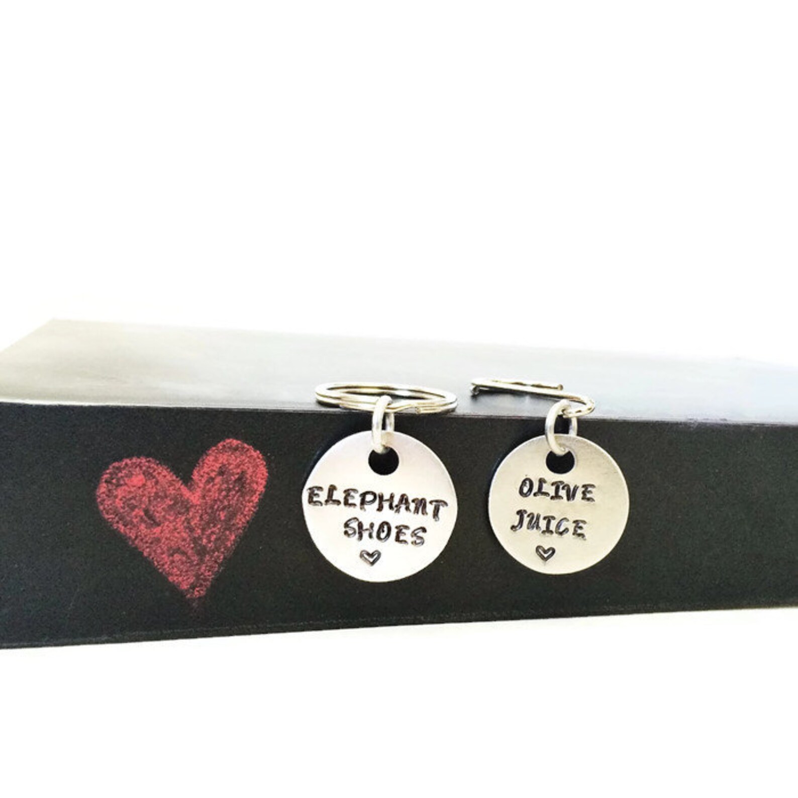 Love Keychain OLIVE JUICE & Heart Hand Stamped Keychain I - Etsy