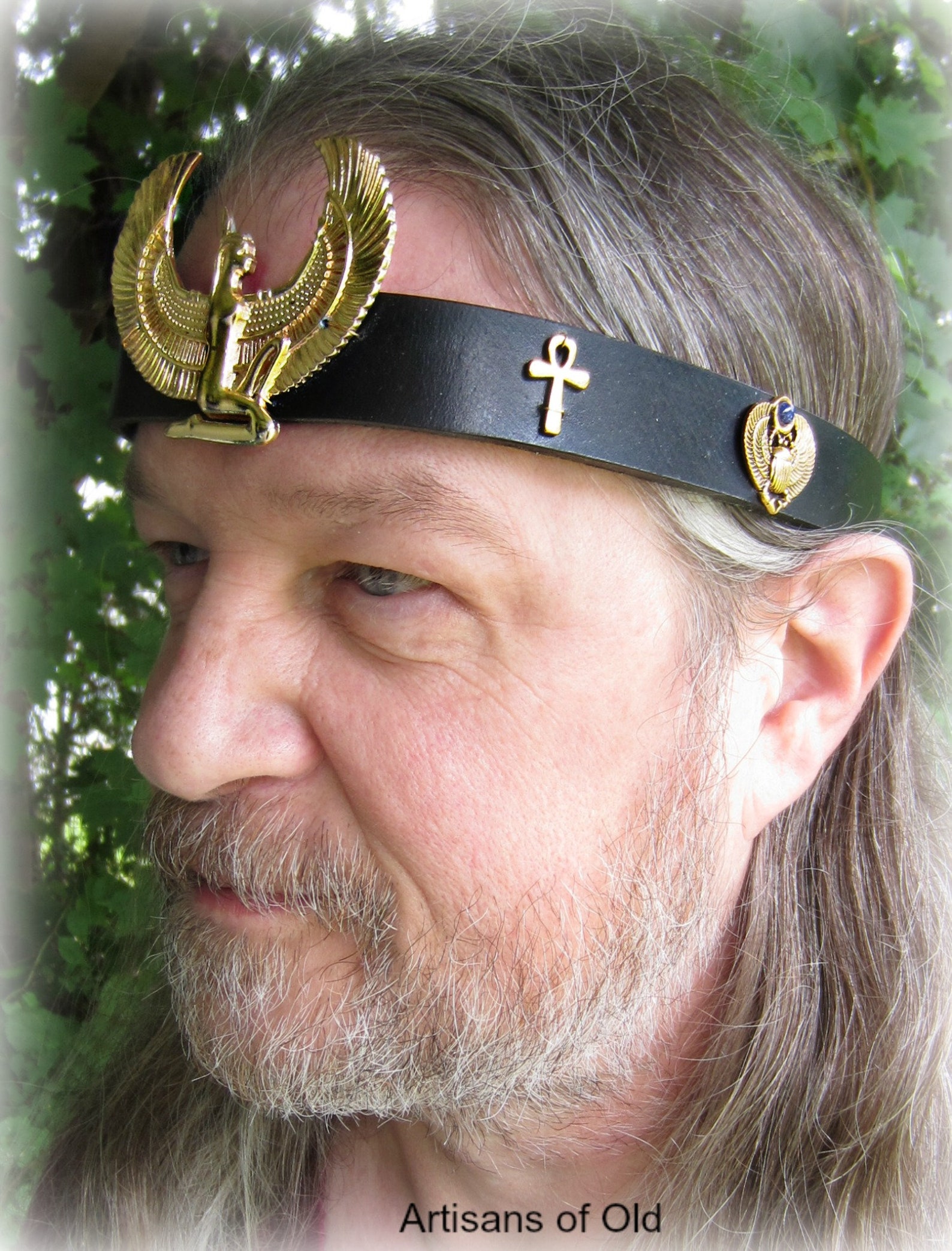 Egyptian Isis Headpiece Black Leather Scarabs With Lapis - Etsy