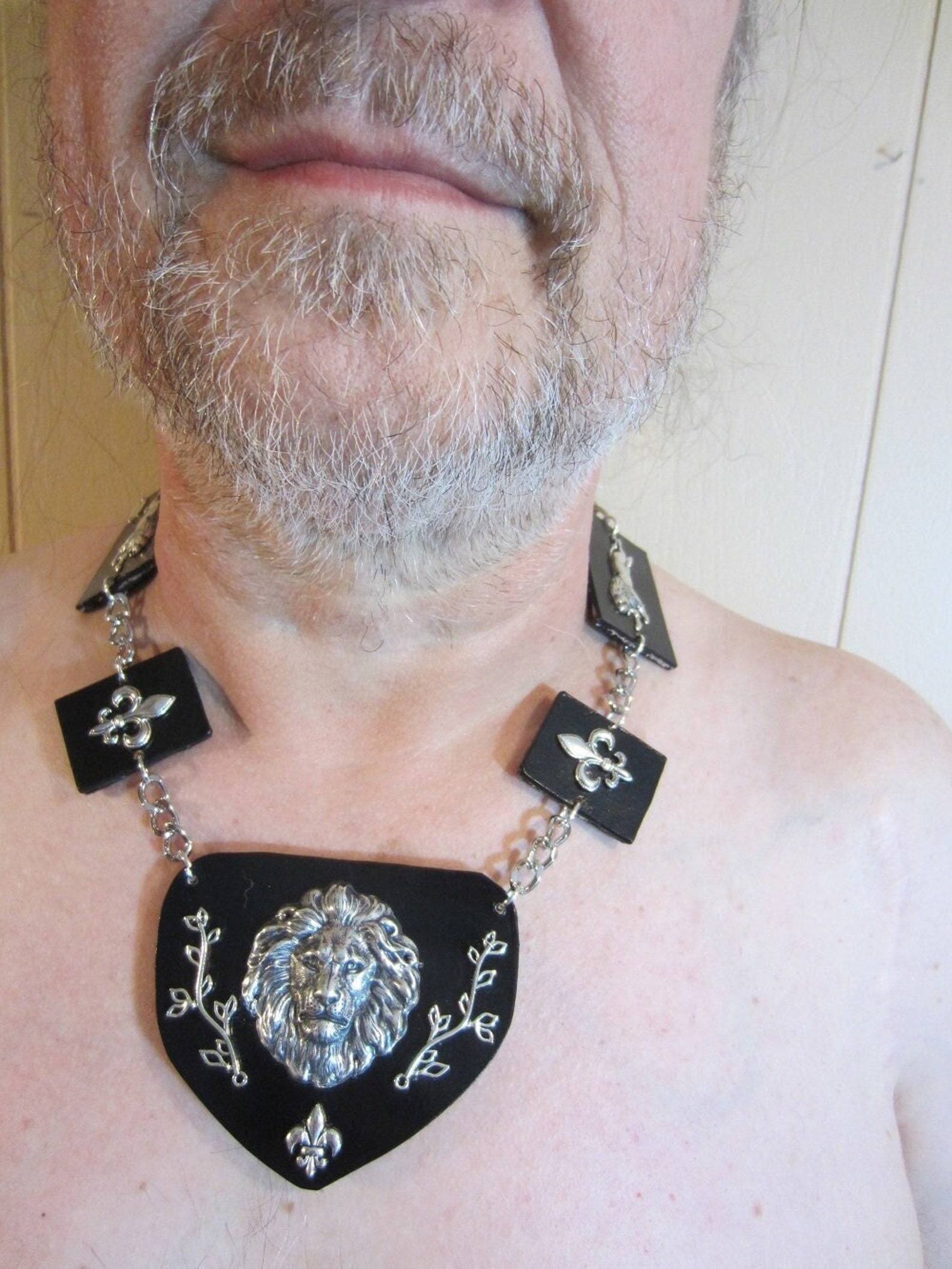 Silver Lion Livery Chain Brown or Black Leather and Chain - Etsy