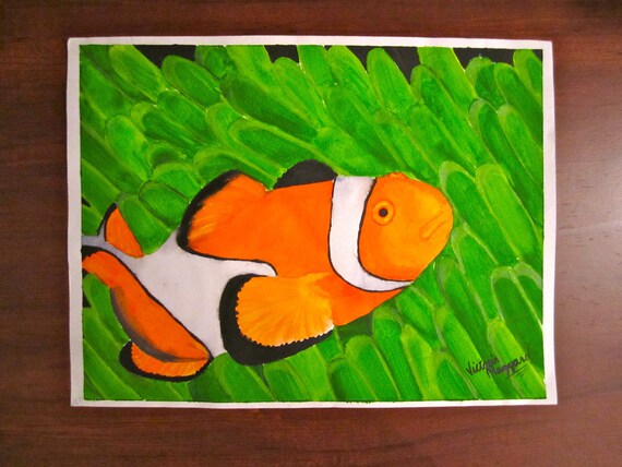 Items similar to Orange Clown Fish - Water Color Painting - PRINT ...