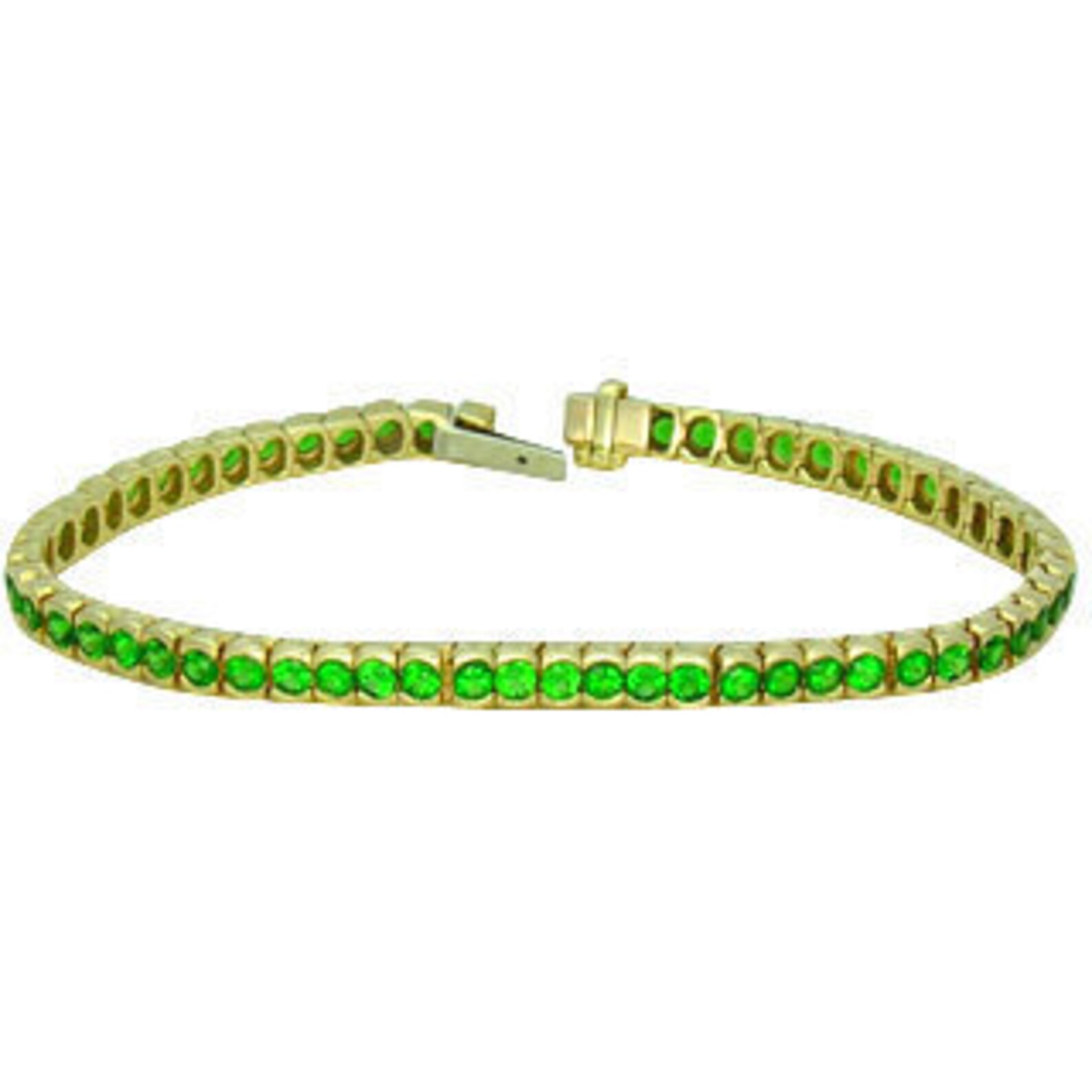 Tsavorite Green Garnet Bezel Set Tennis Bracelet 14K Yellow Gold 7 ...