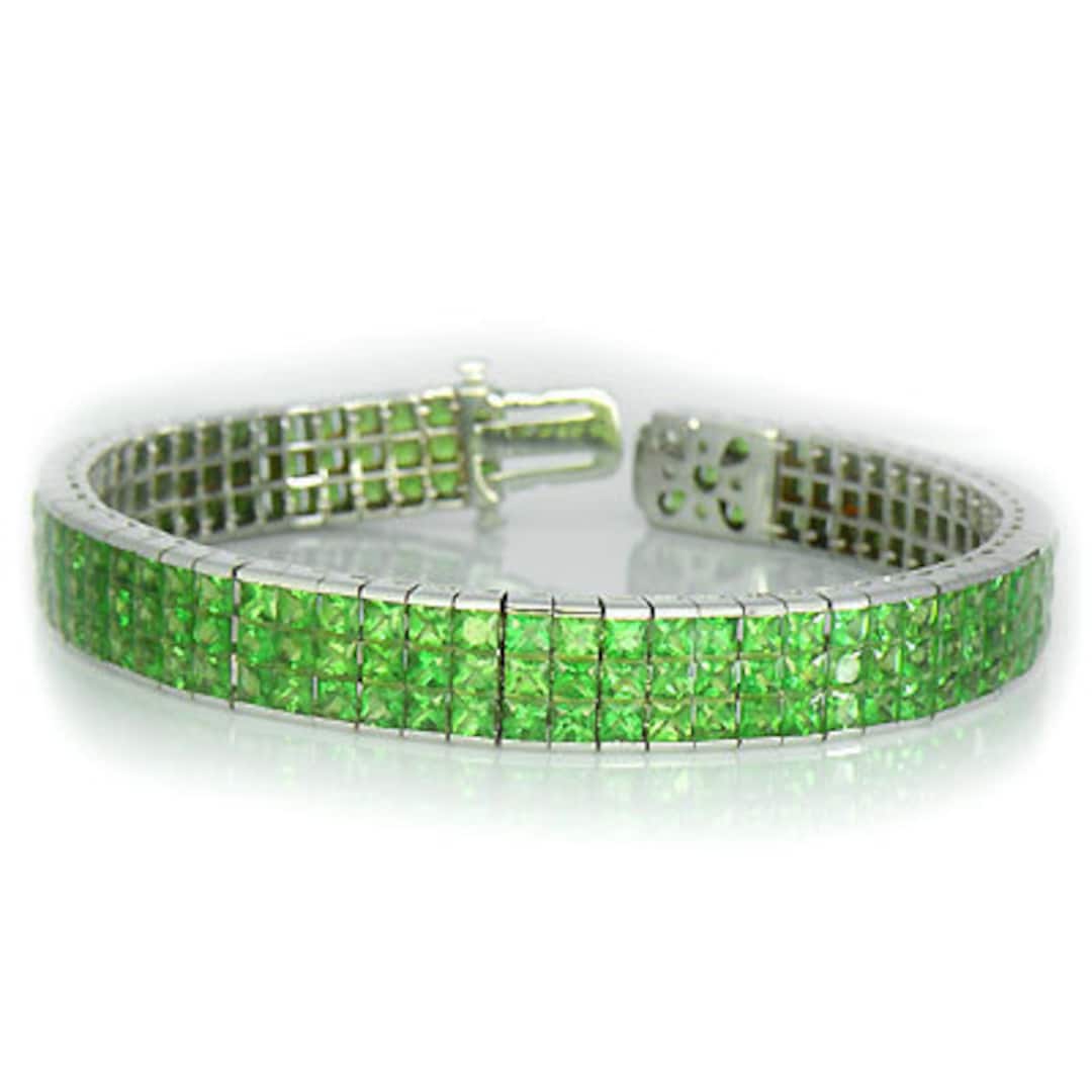 Designer Tsavorite Tennis Bracelet | 18K White Gold | 30ct Total Weight ...