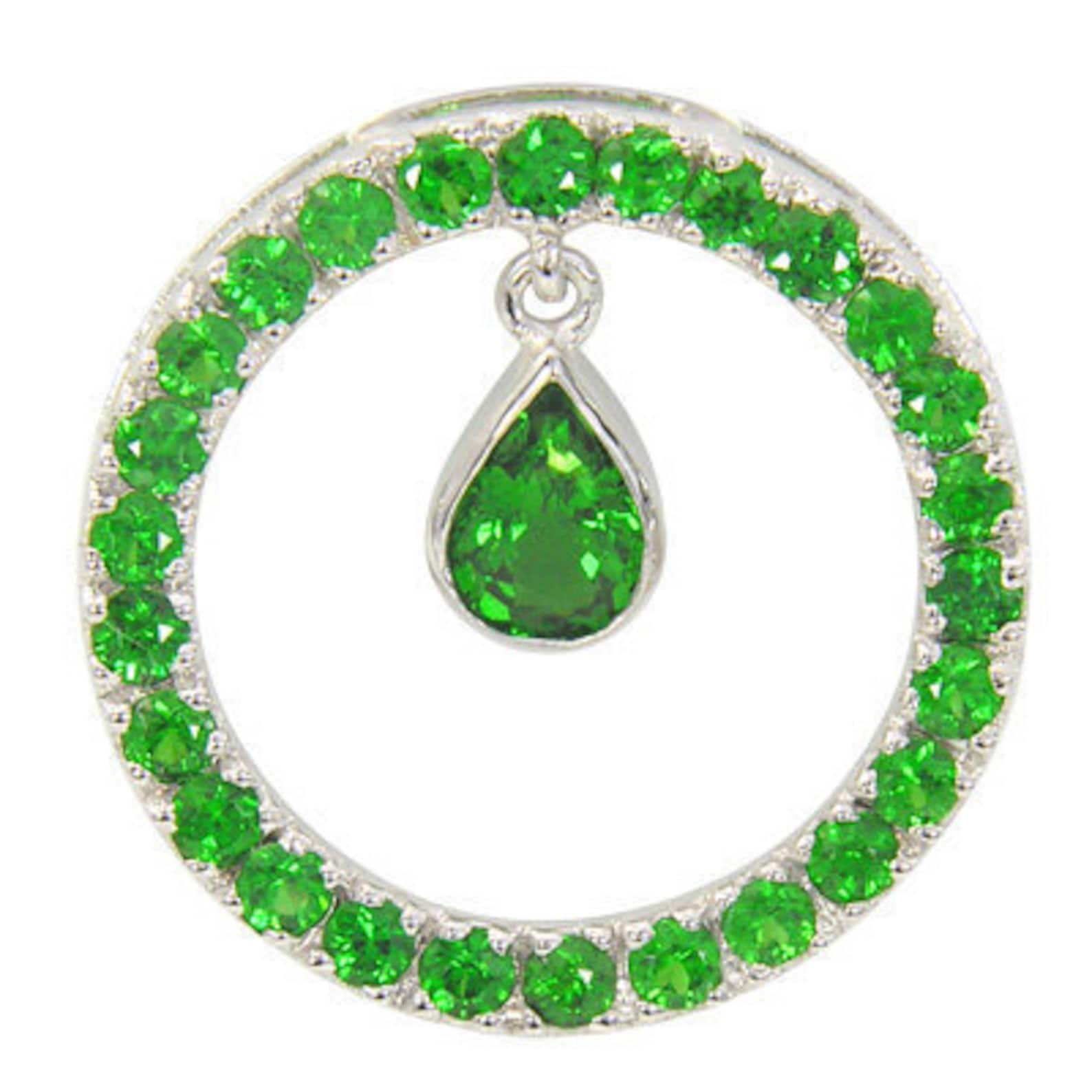 Tsavorite Green Garnet Circle Pendant 18K White Gold (2ct Tw) : Sku ...