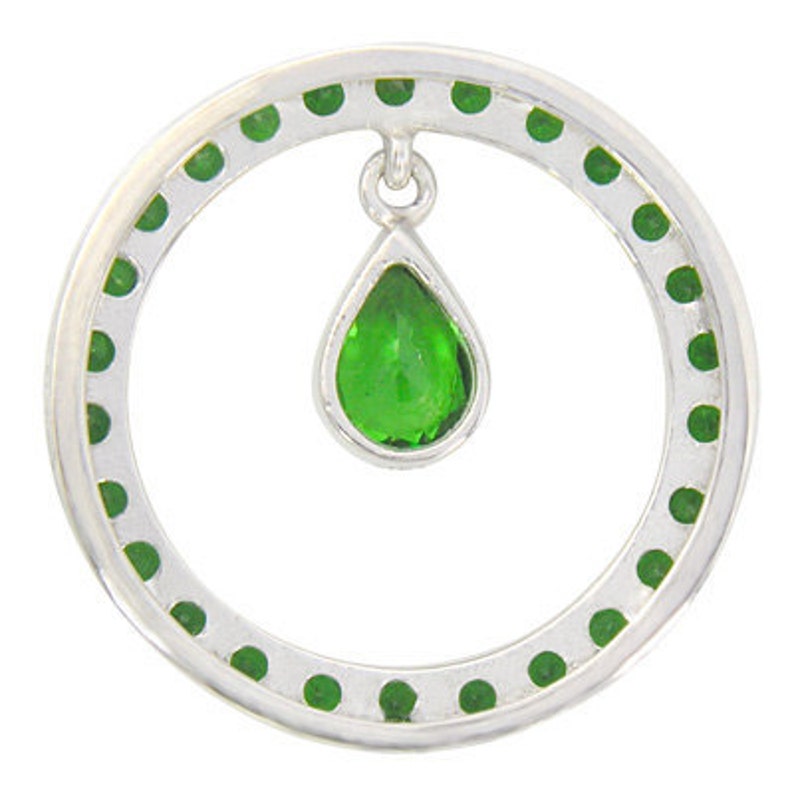Tsavorite Green Garnet Circle Pendant 18K White Gold (2ct Tw) : Sku ...