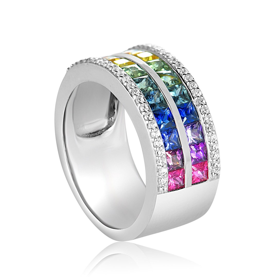Rainbow Pride Ring, Gay Mens Bisexual Lesbian Queer Trans Matching ...