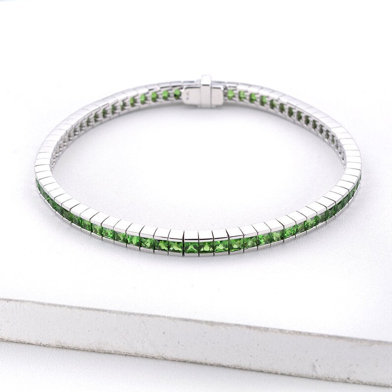 Tsavorite Green Garnet Tennis Bracelet | 925 Sterling Silver | 8ct ...