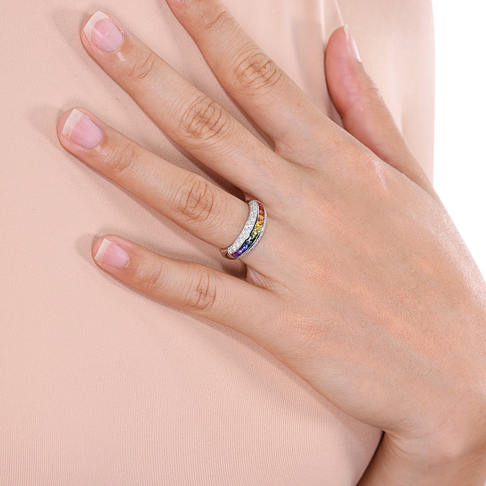 Rainbow Pride Ring Gay Matching Anniversary Simulated Diamond Ring ...