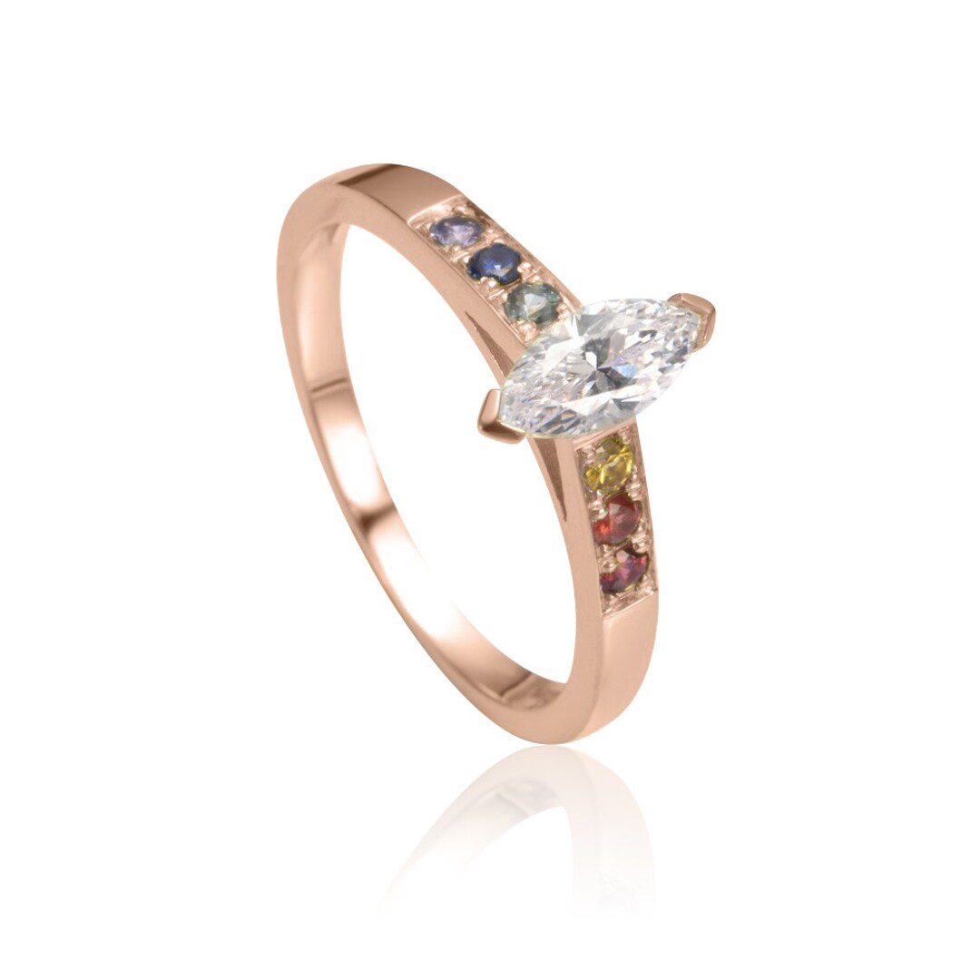 Transgender Alternative Wedding Engagement Ring 14K Rose Gold ...
