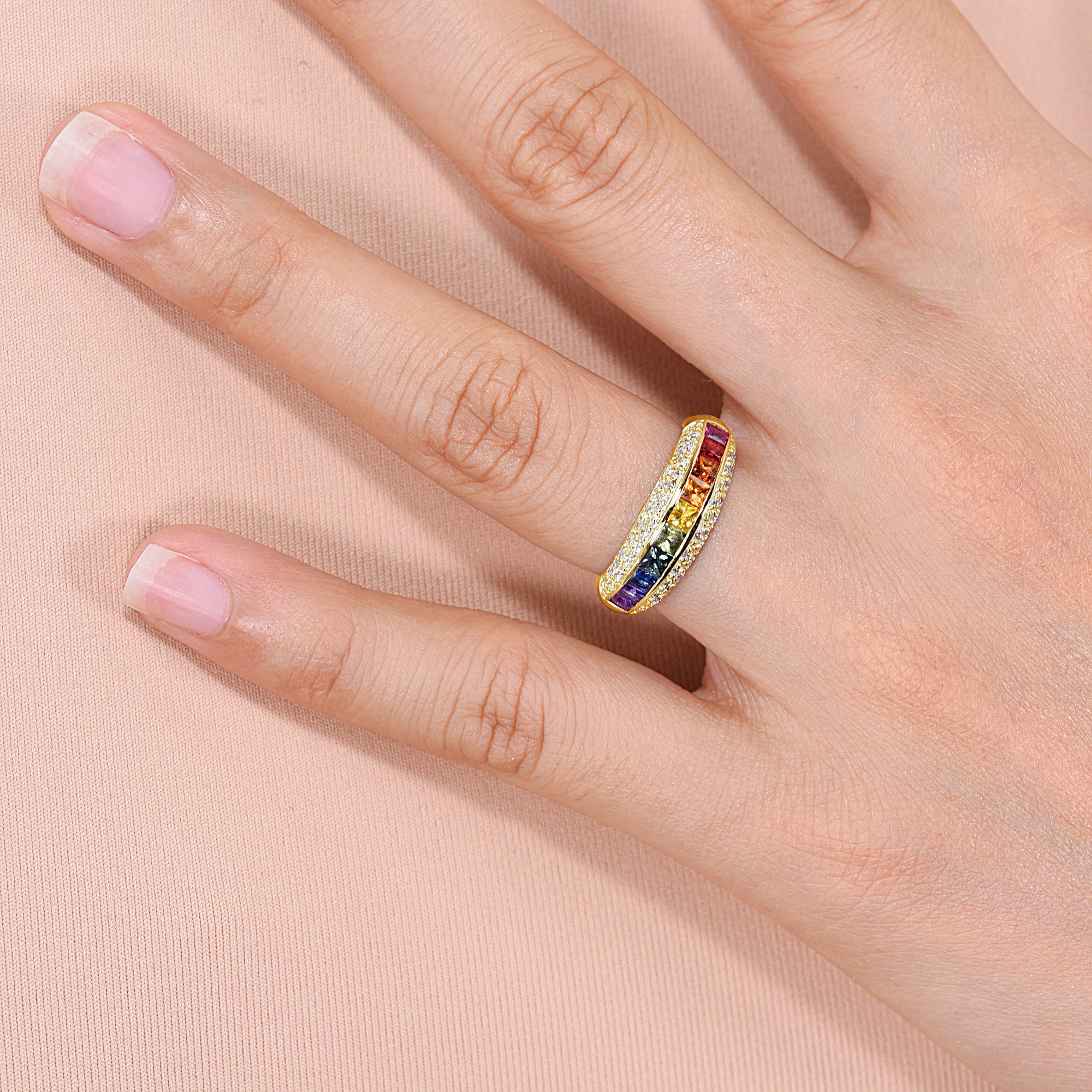 Asexual Ring Gold, Pride Genderfluid Bigender Diamond Ring, Demisexual ...
