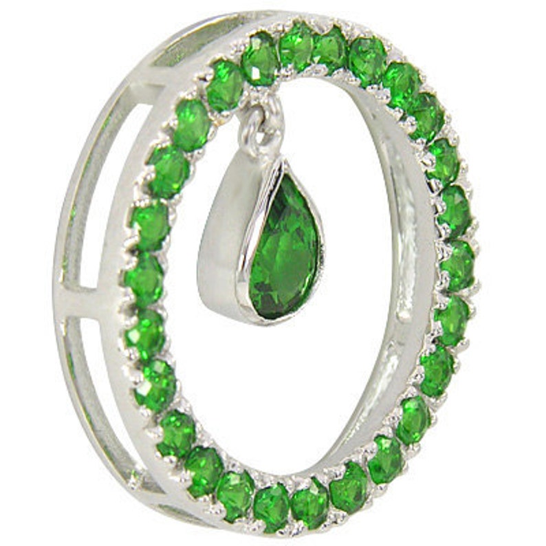 Tsavorite Green Garnet Circle Pendant 18K White Gold 2ct Tw - Etsy