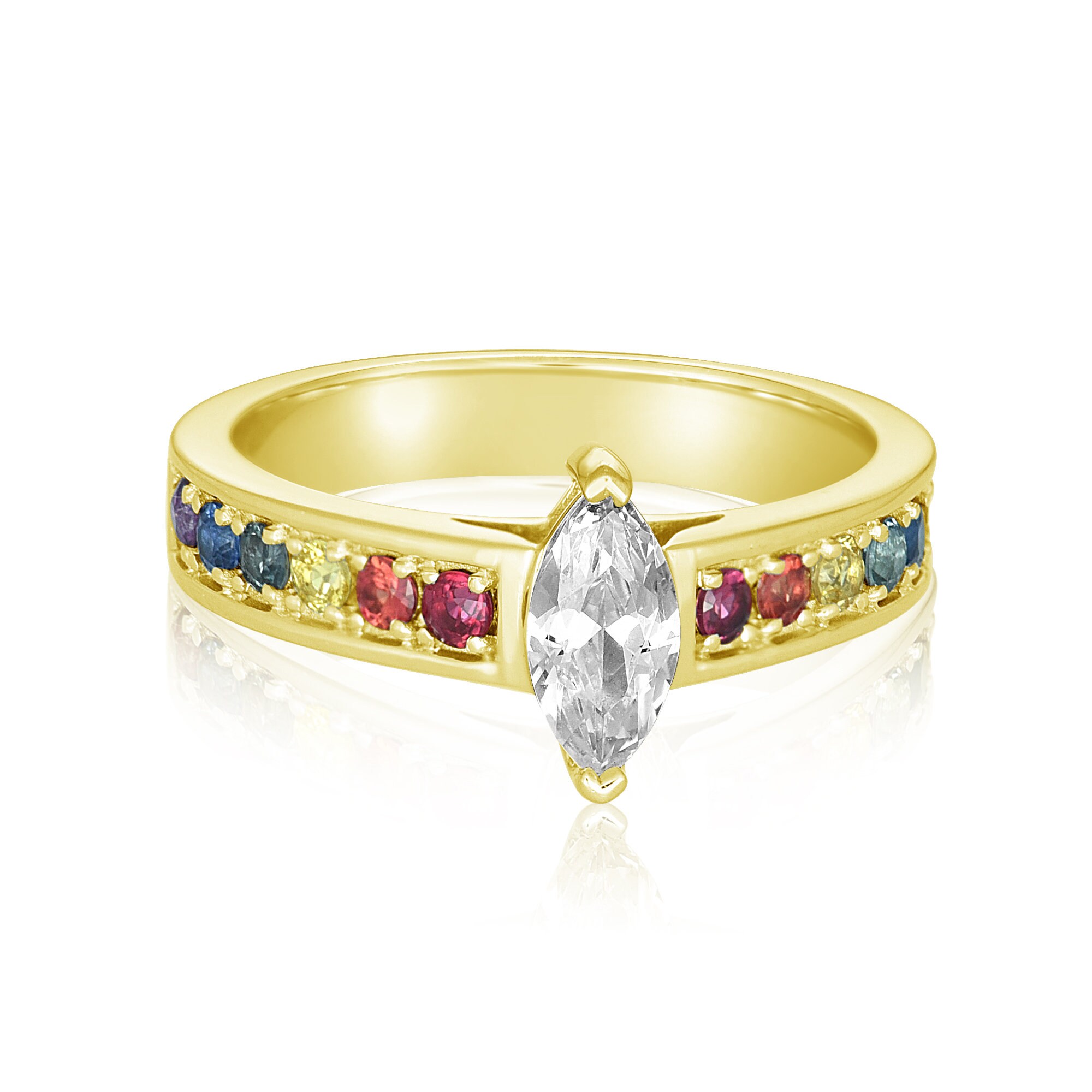 Pansexual Demisexual Ace Pride Lesbian Ring 14K Gold Marquise ...