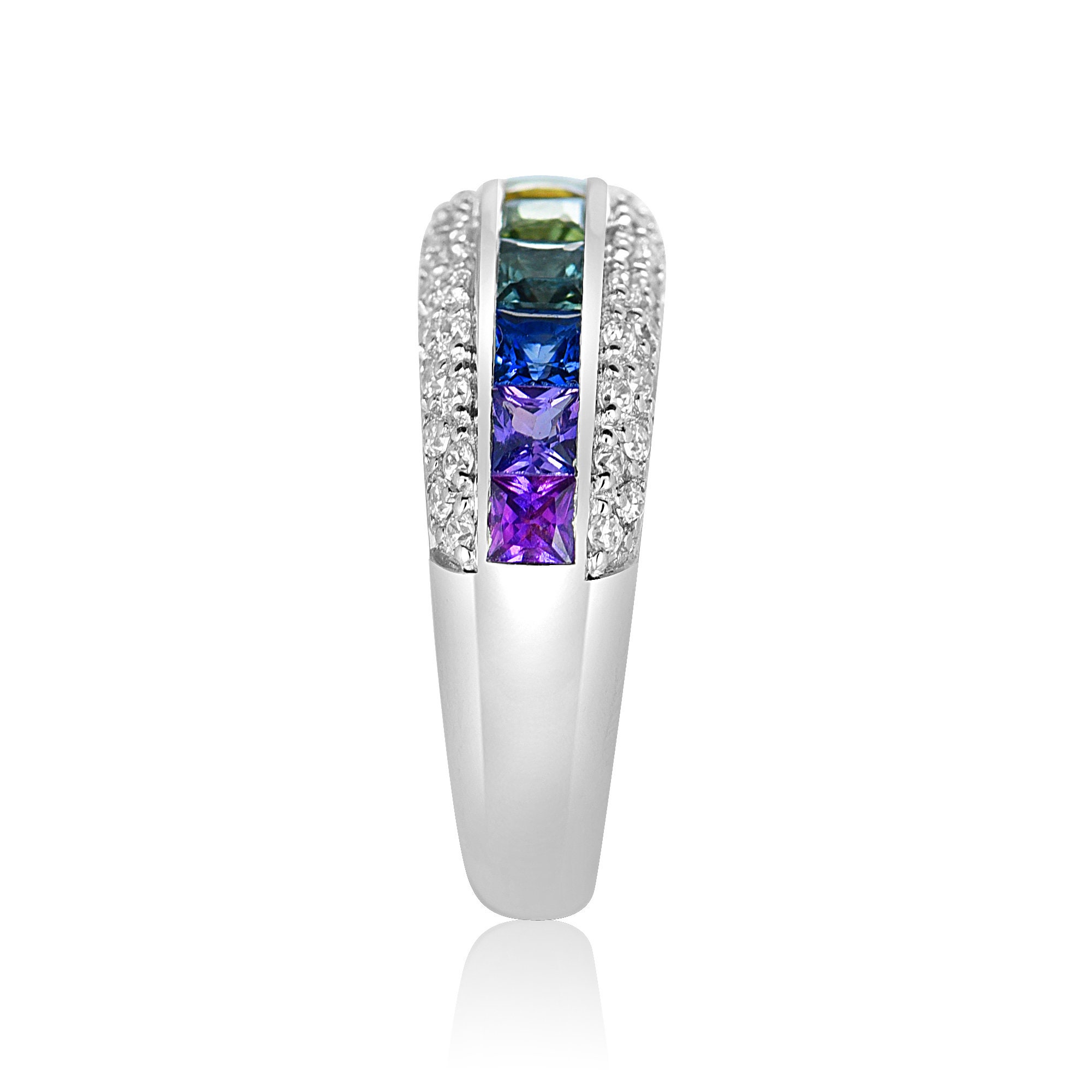 Asexual Ring Gold, Pride Genderfluid Bigender Diamond Ring, Demisexual ...