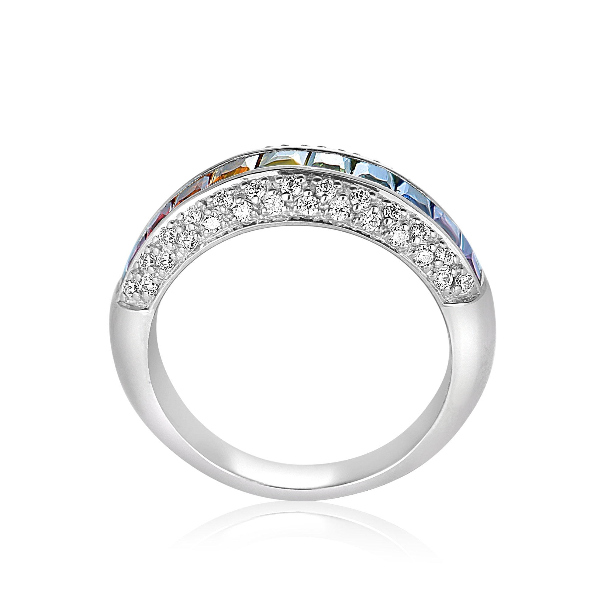 Rainbow Pride Ring Gay Matching Anniversary Simulated Diamond Ring ...