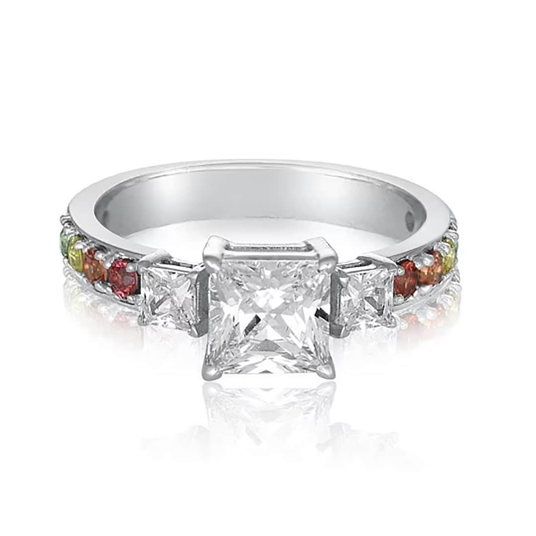 CENTRAL SQUARE Silver Promise Ring Pride Lgbtq Simulated Diamond Ring ...