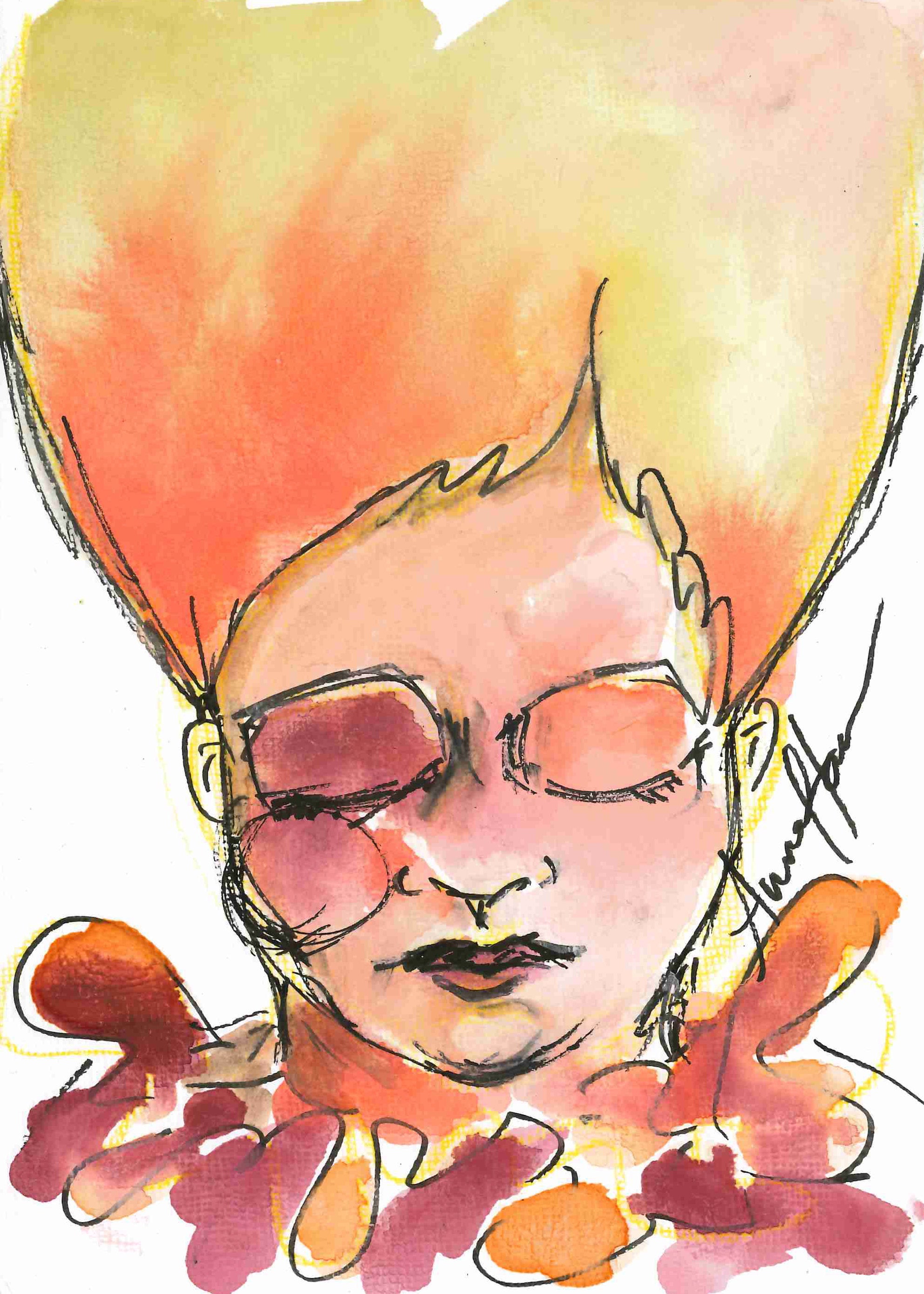 Imperfect Portraits: 5x7 Original Watercolor & Ink Painting by Anna ...