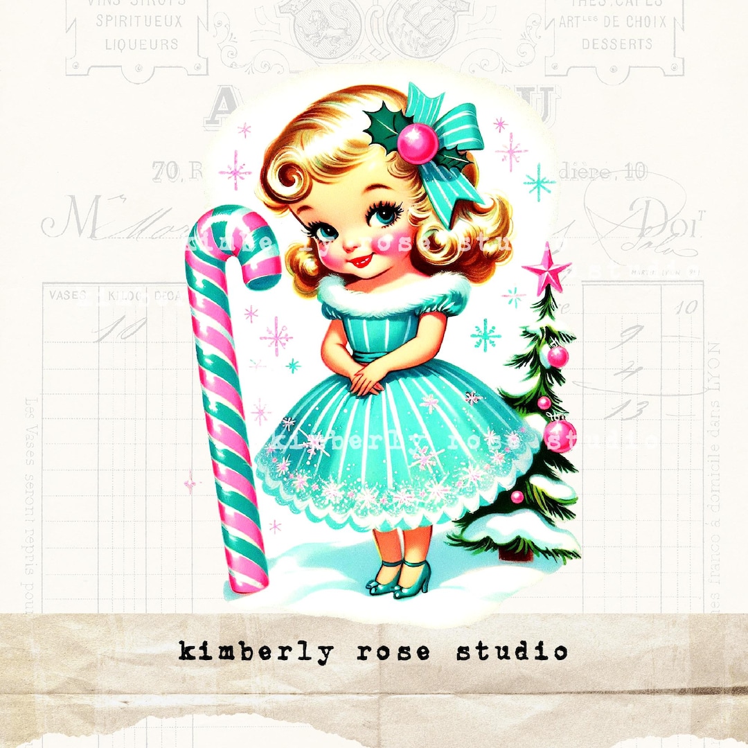 Retro Candy Cane Cutie Clip Art, Christmas PNG Image (digital Download ...