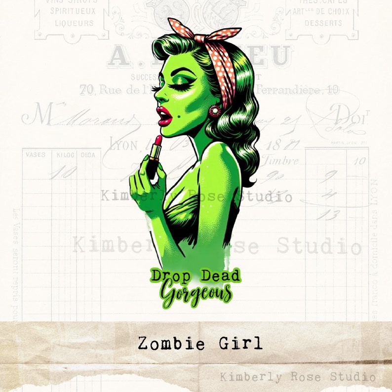 Zombie Pin up Girl PNG: Glam Halloween Clip Art - Etsy