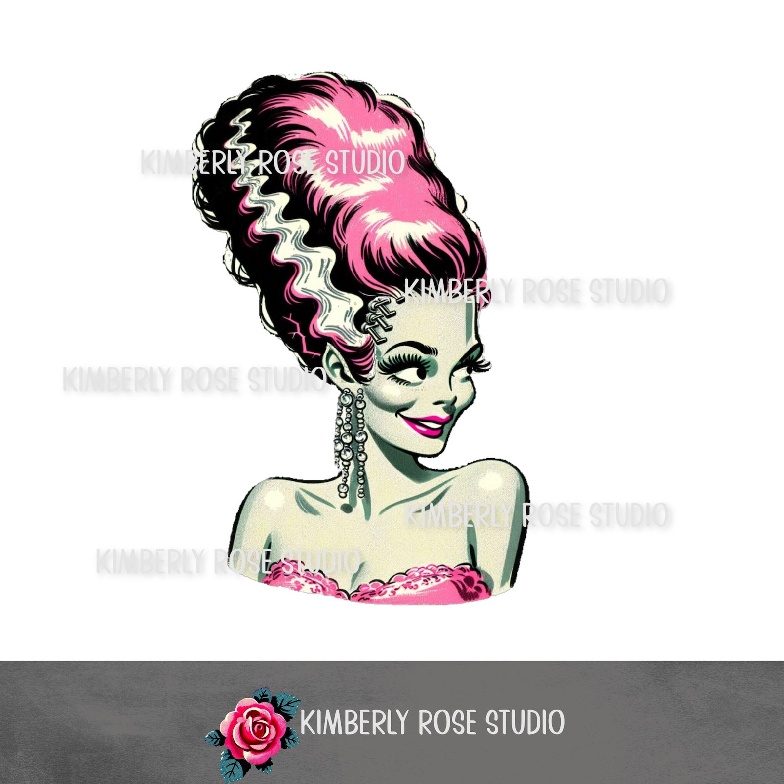 Pink Glam Bride of Frankenstein PNG Image/halloween Horror Clip Art 2 ...